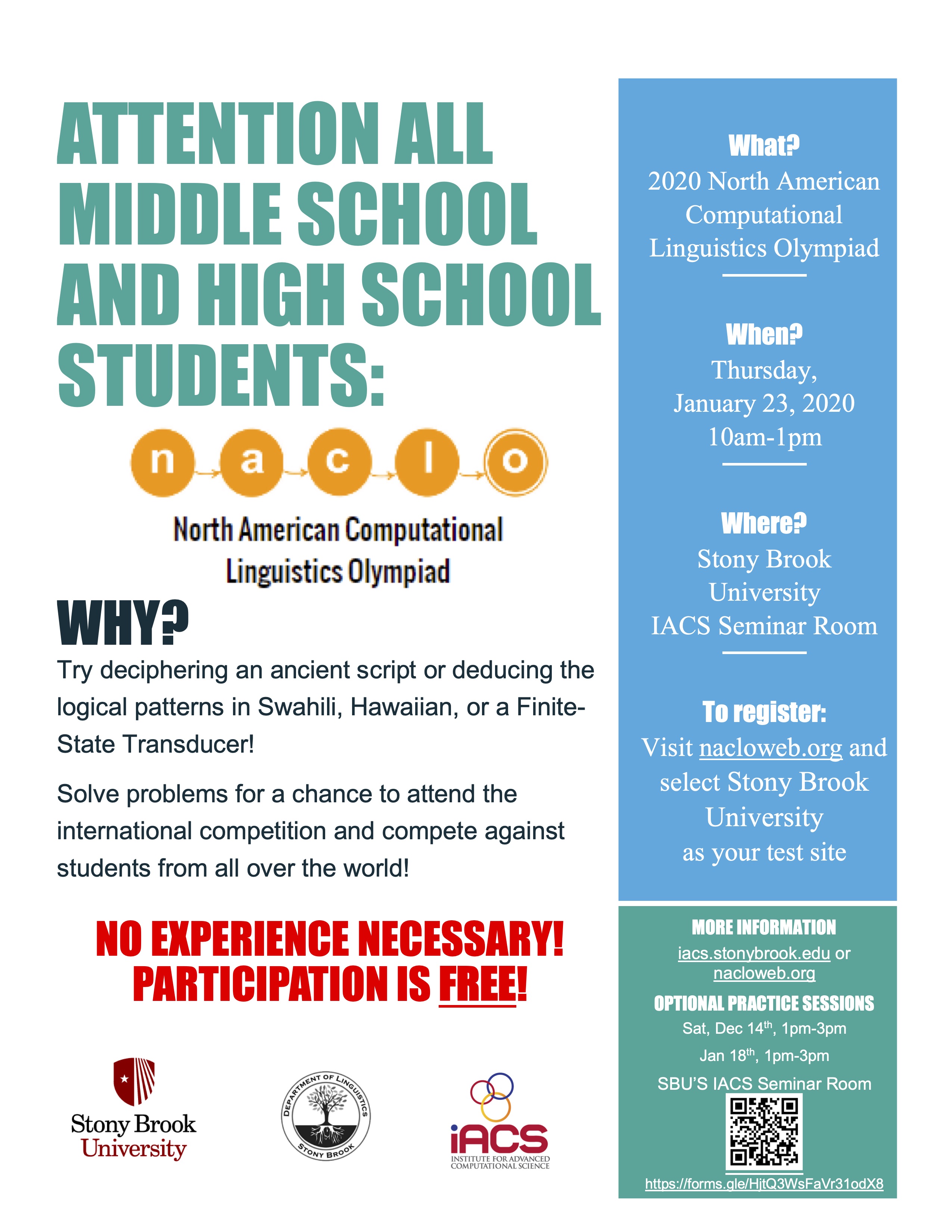 2020 North American Computational Linguistics Olympiad | Department of Linguistics